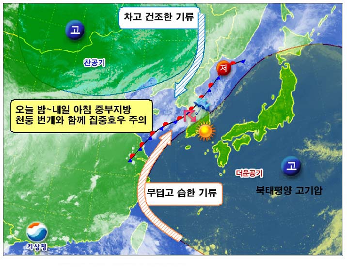 기단 한랭전선 온난전선 온대성 저기압 일기도 일기예보 네이버 블로그