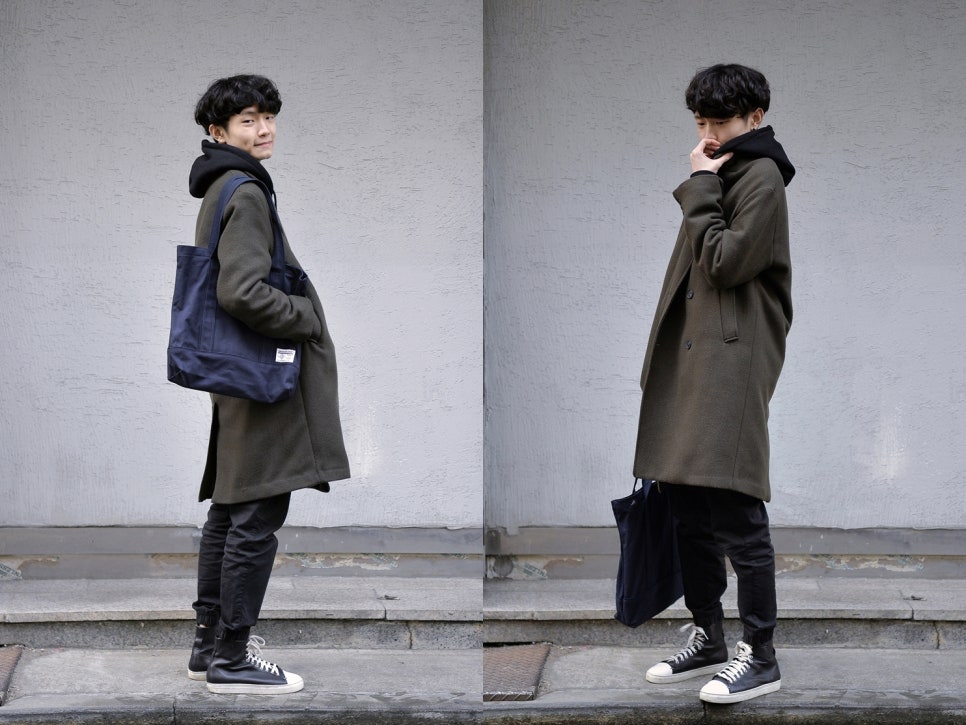 남자 겨울 코디 더블 카키색 코트 카네브로스 네이버 블로그