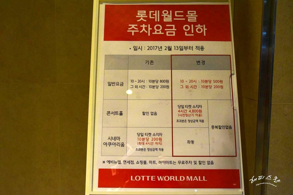 롯데월드타워 주차요금 롯데월드몰 롯데시네마 영화 주차 잠실역 공영주차장 네이버 블로그