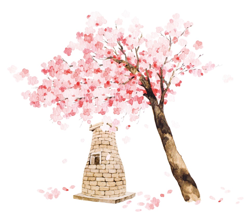 수채화 일러스트 첨성대와 벚꽃 경주 아드레스 한복 네이버 블로그