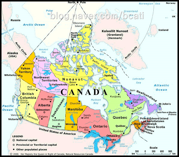 캐나다 지도 지역과 도시로 구별해 봄 : 네이버 블로그